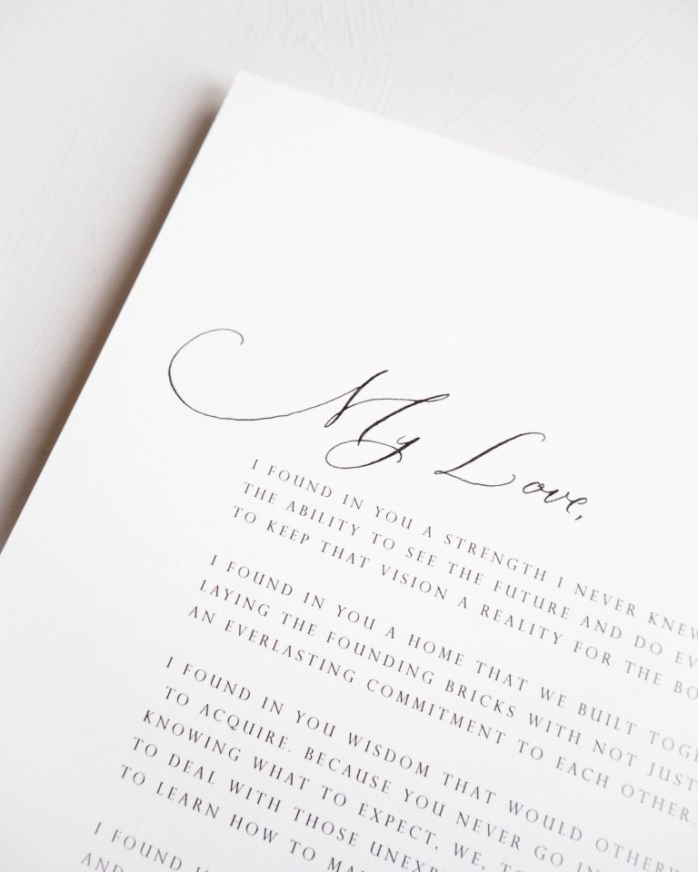 Geloften, liefdesbrief – gedrukt