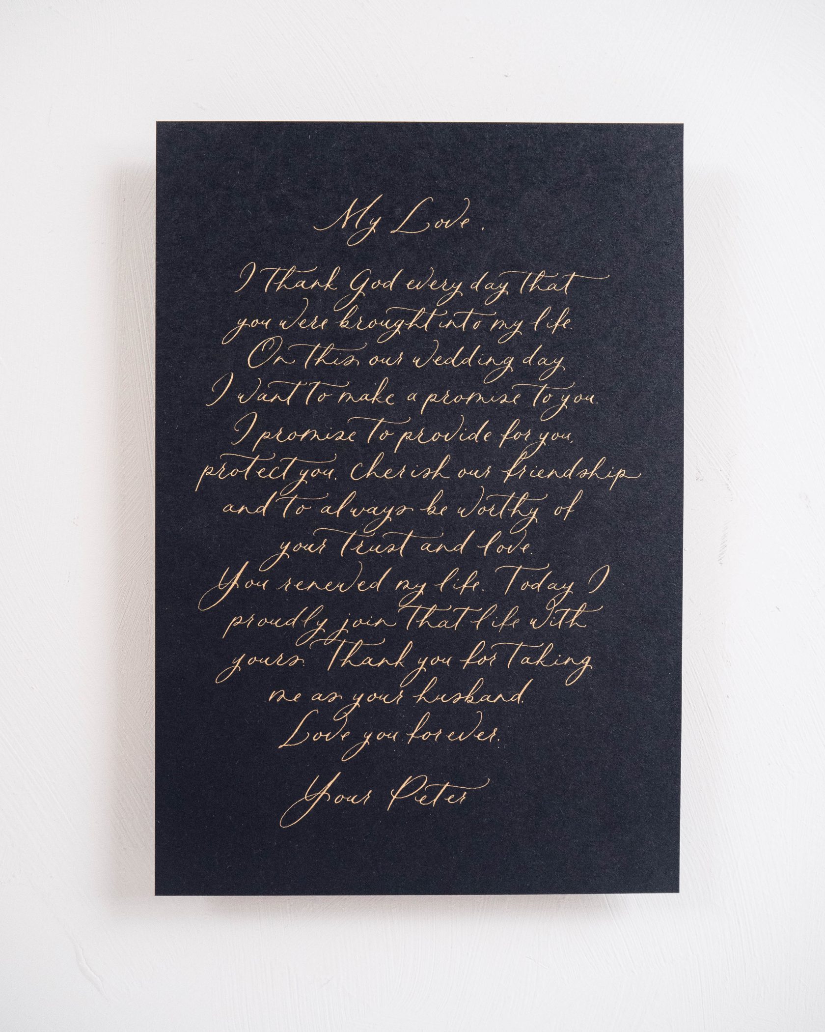 Geloften, liefdesbrief, gedicht – gekalligrafeerd